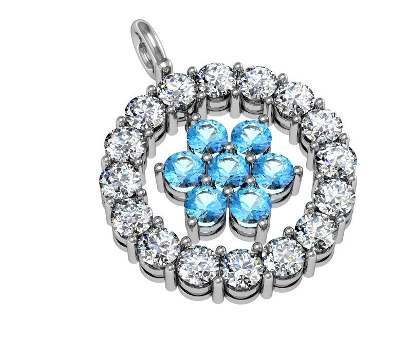 Diamond Pendant with Gemstones - Gemstones City